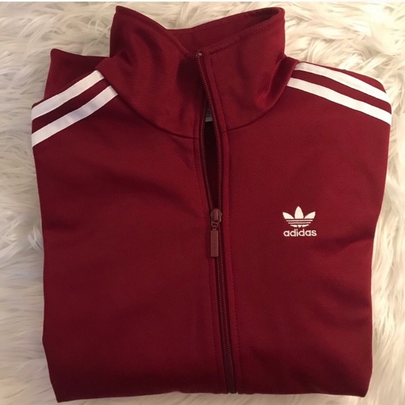 adidas | Jackets & Coats | Nwot Adidas Maroon Red Track Suit Jacket Xs ...